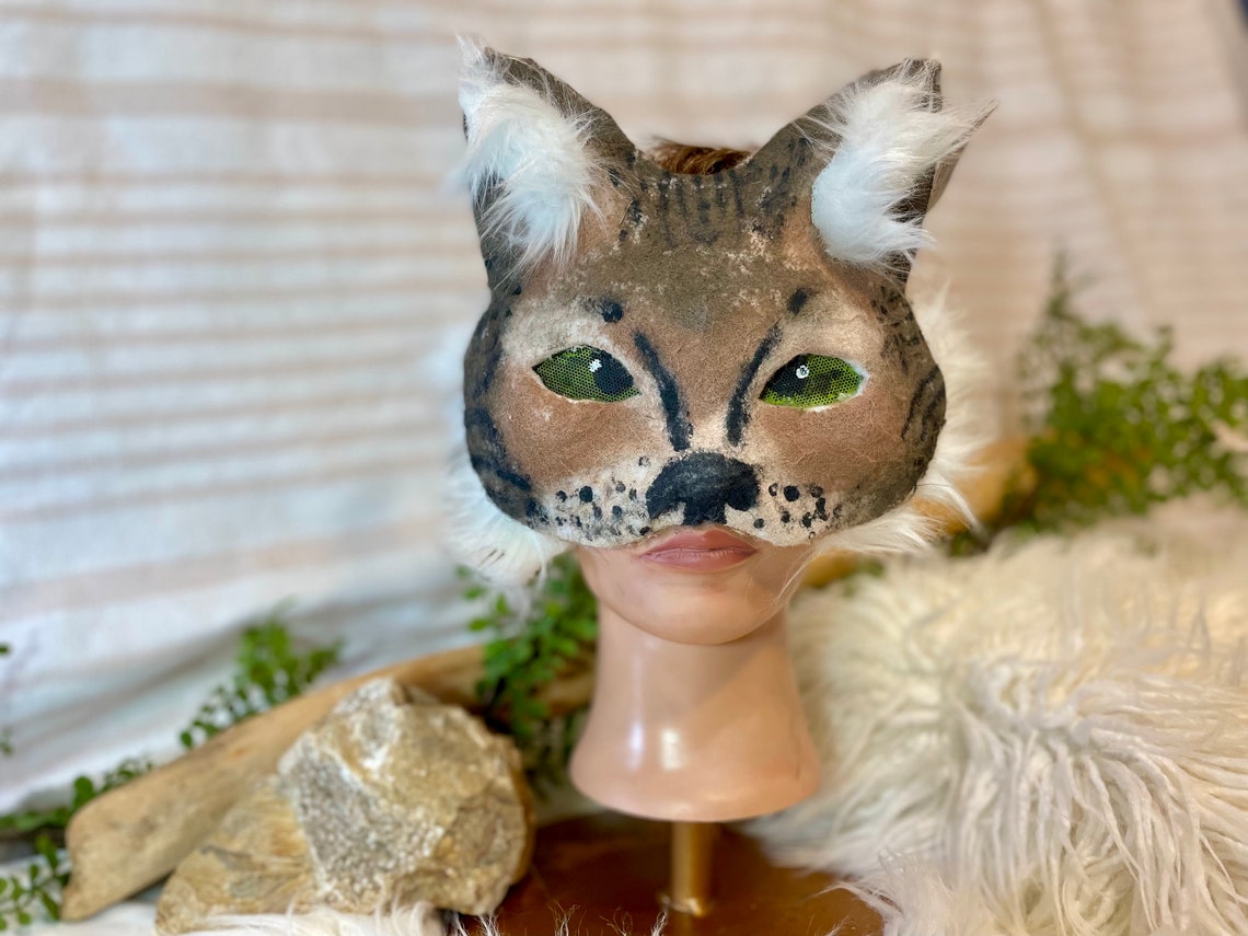 Felted Therian Mask Lynx Mask Kids Dress up Costume/cosplay Brown/black ...