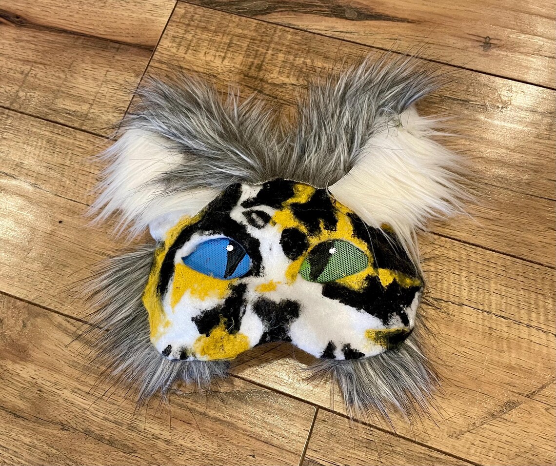 Felted Therian Mask Cat Mask Kids Dress up Costume/cosplay Black/orange ...