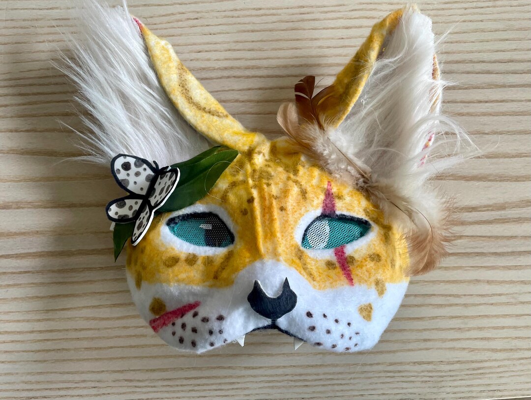 Felted Therian Mask Serval Mask Kids Dress up Costume/cosplay Tan ...