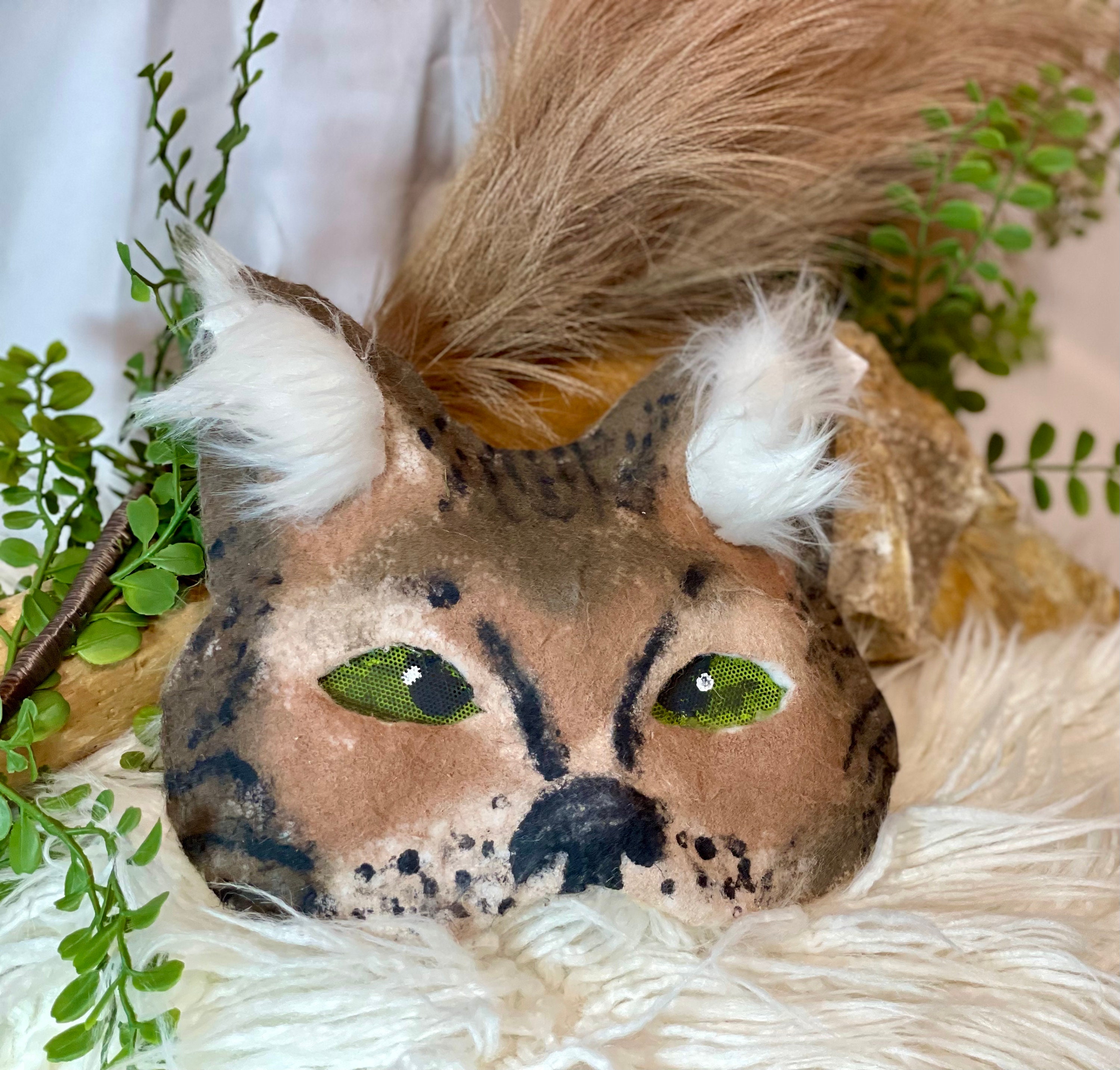 Felted Therian Mask Lynx Mask Kids Dress up Costume/cosplay Brown/black ...