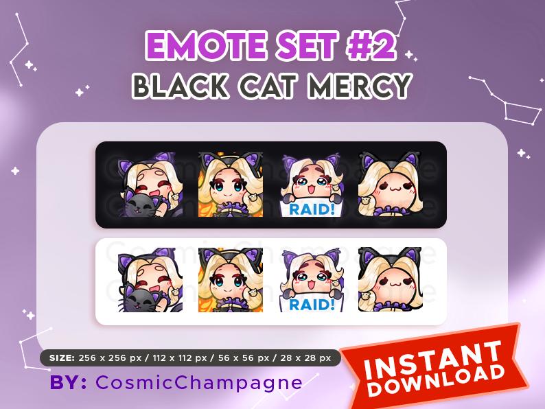 Black Cat Mercy Overwatch Emote Set #2 / Kitty Mercy /twitch Emote ...