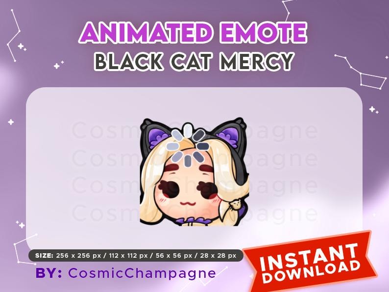 Black Cat Mercy Overwatch Animated Emote Loading Meme / Kitty Mercy ...