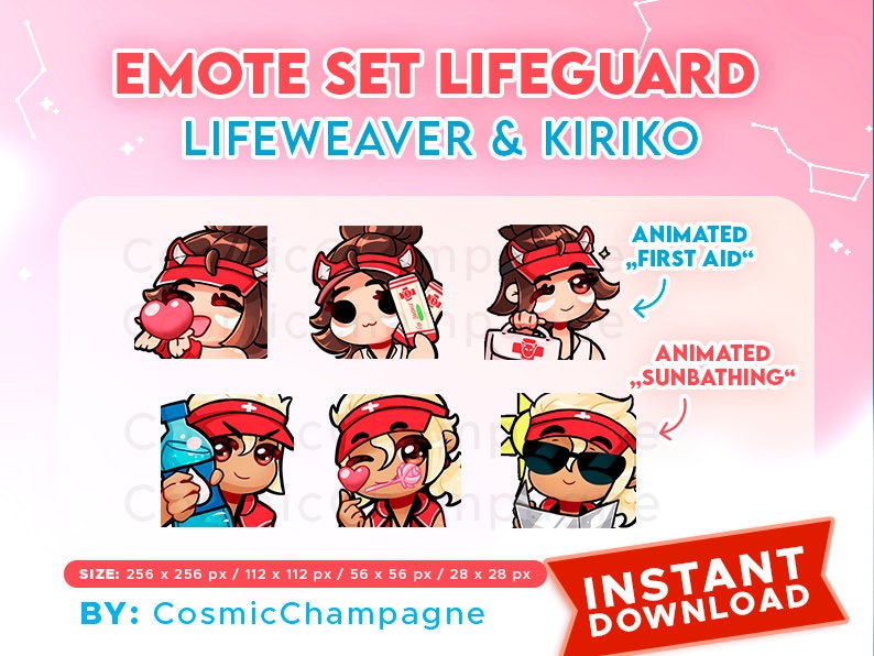 Lifeguard Kiriko and Lifeweaver Overwatch Emote Set /twitch Emote ...