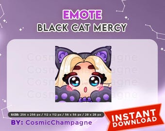 Overwatch Mercy Chibi Black Cat Emote For Twitch, Discord, Youtube ...