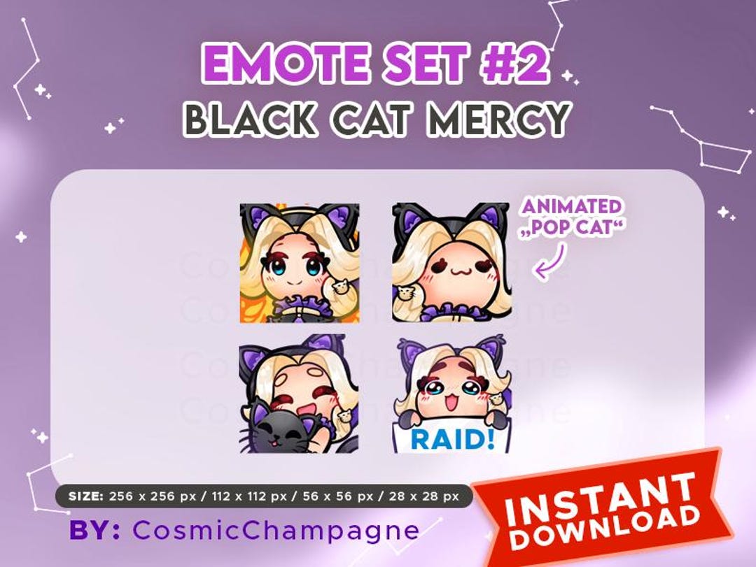 Black Cat Mercy Overwatch Emote Set #2 / Kitty Mercy /twitch Emote ...