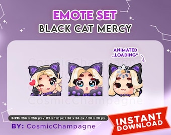 Overwatch Mercy Chibi Black Cat Emote For Twitch, Discord, Youtube ...