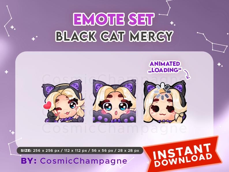 Black Cat Mercy Overwatch Emote Set/ Kitty Mercy /twitch Emote ...
