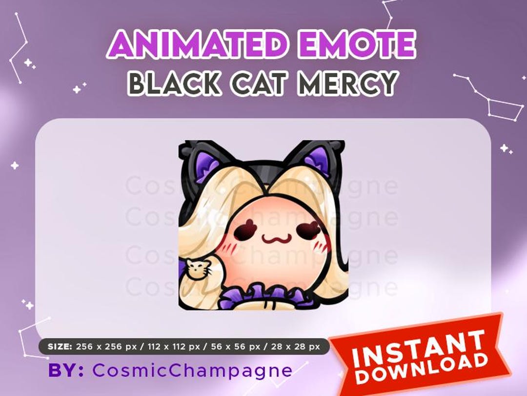 Black Cat Mercy Overwatch Animated Emote Pop Cat Meme / Kitty Mercy / Emote for Discord, Youtube ...