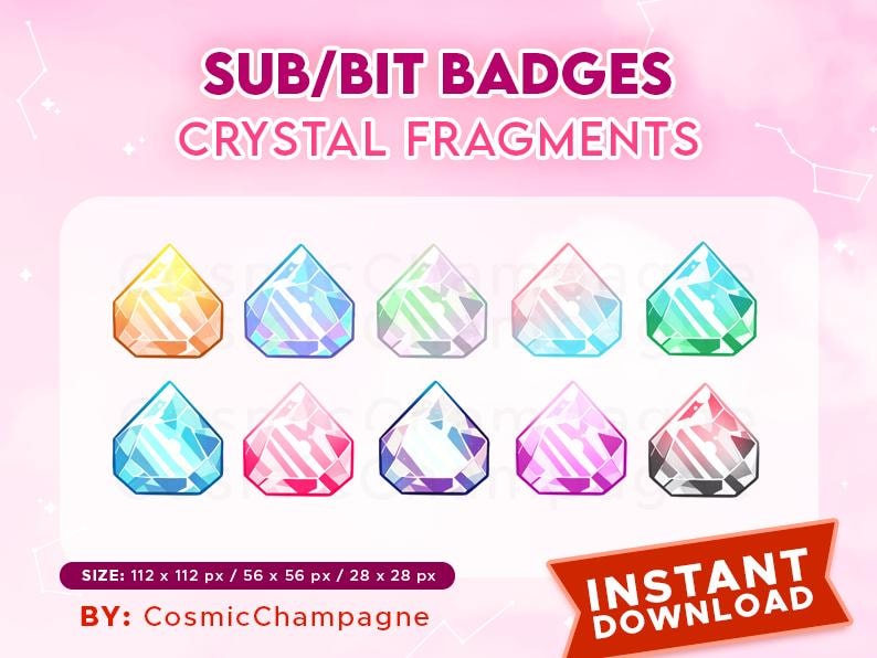 Crystal Fragments Pack 1 - Twitch Sub Badges | Bits | Set of 10 ...