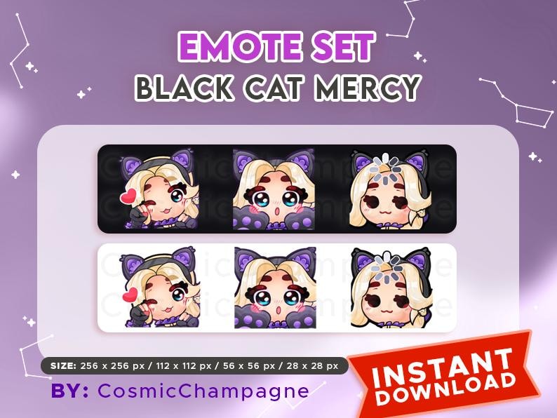 Black Cat Mercy Overwatch Emote Set/ Kitty Mercy /twitch Emote ...