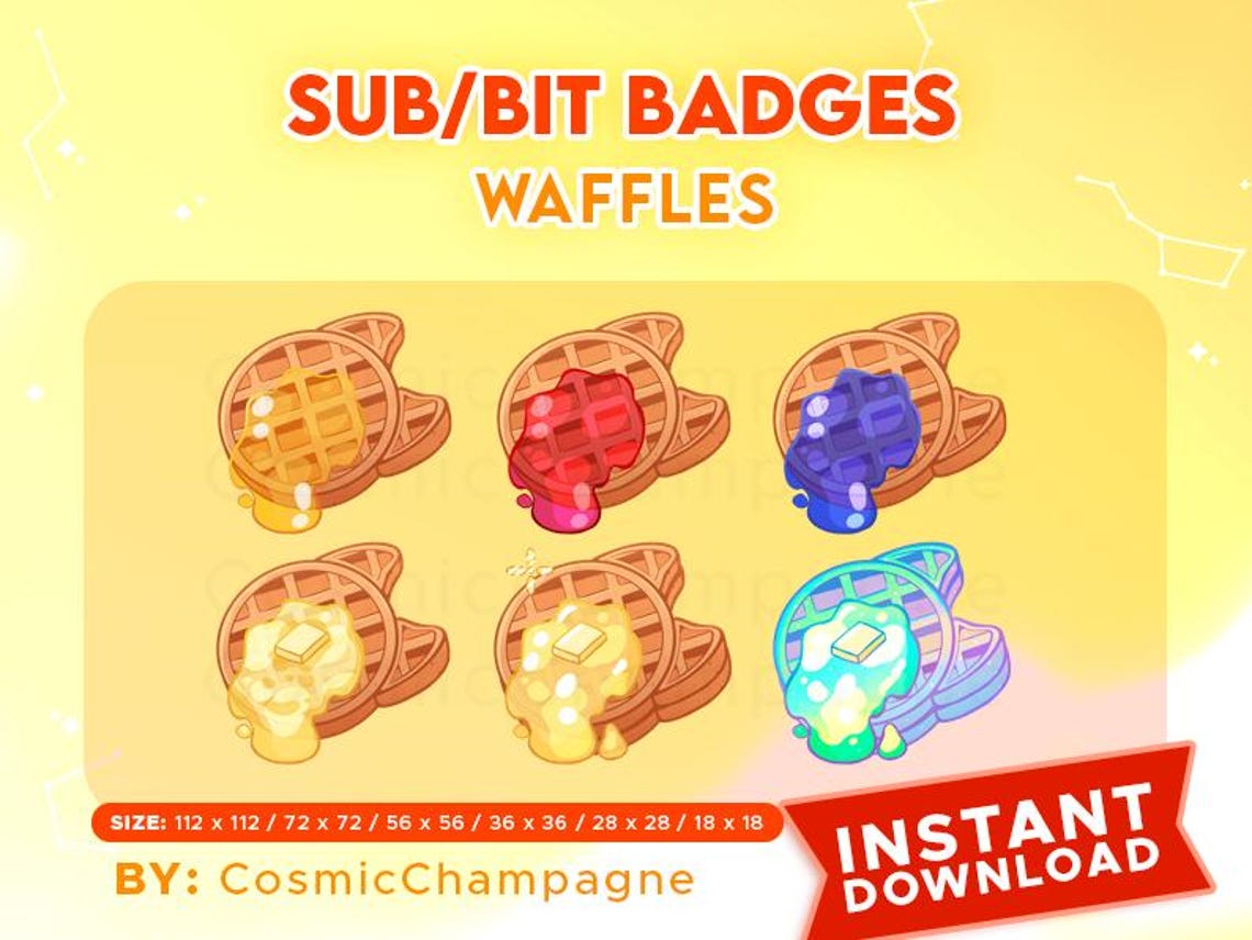 Cute Waffles Cat Sub Badges / Bit Badges for Twitch, Youtube, Discord ...