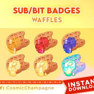 Cute Waffles Cat Sub Badges / Bit Badges for Twitch, Youtube, Discord ...