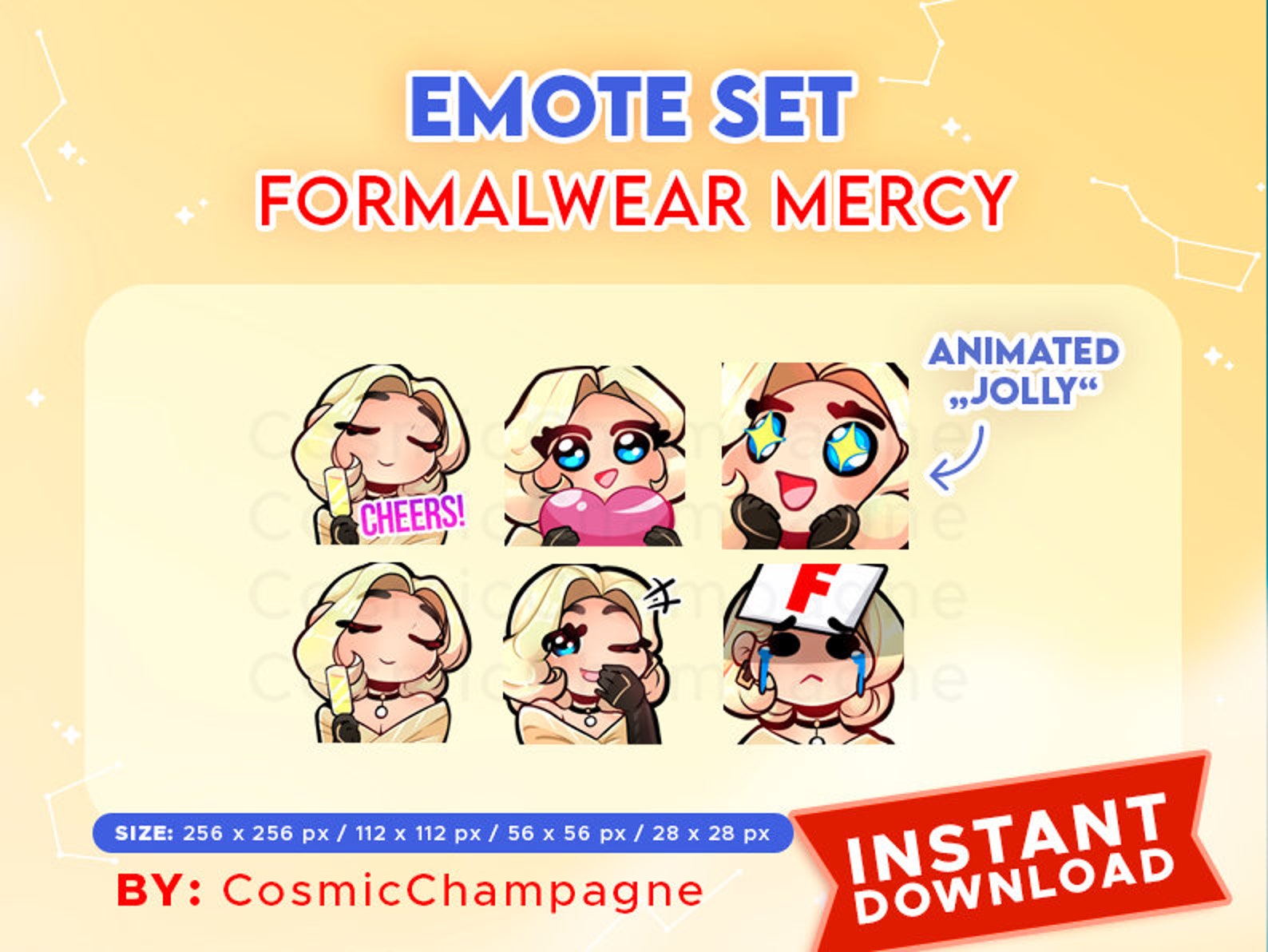 Formalwear Mercy Overwatch Emote Set /twitch Emote Collection for ...