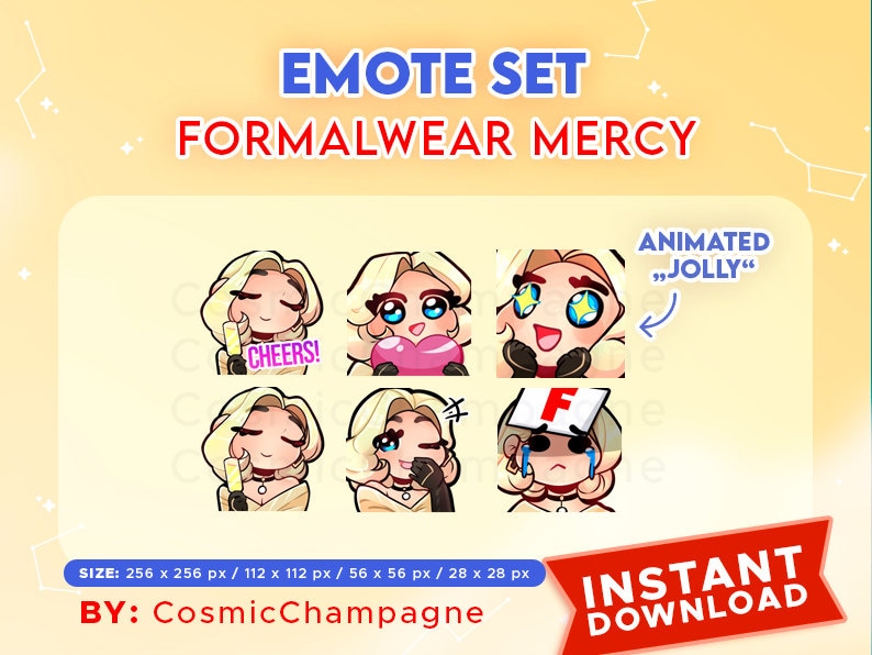 Formalwear Mercy Overwatch Emote Set /twitch Emote Collection for ...