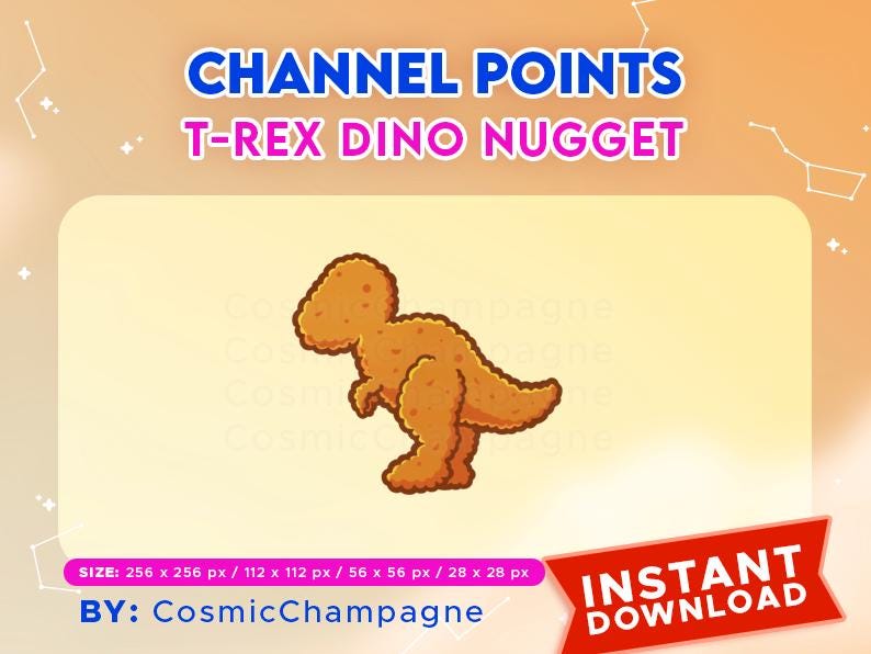Dino Nuggie Channel Points / Kawaii T Rex Nugget for Twitch, Youtube ...