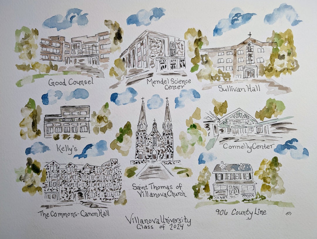Original Story Wall Art, Watercolor, Original, Campus Art, Villanova ...