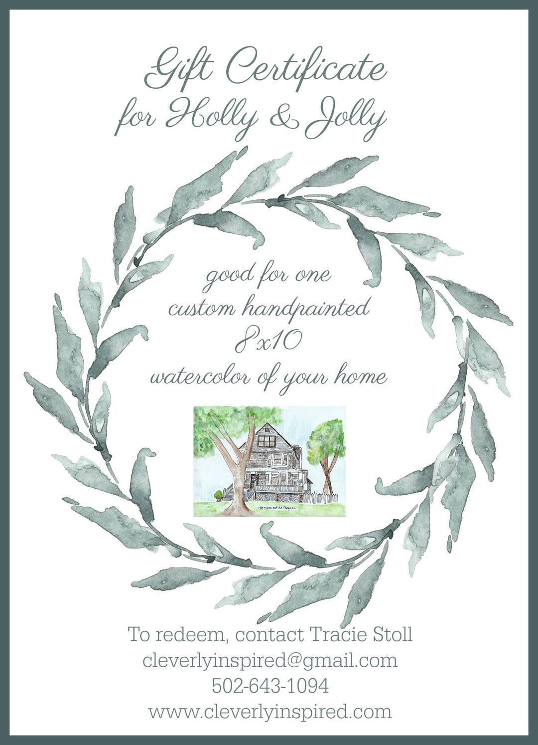 GIFT CARD: Custom Watercolor of Your Home, Original Watercolor - Etsy
