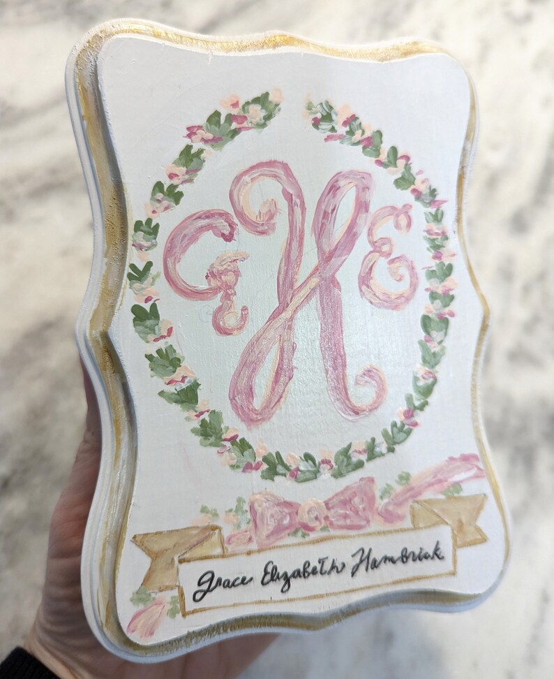 Newborn Monogram Art Hospital Photo Prop Hand Painted Art - Etsy