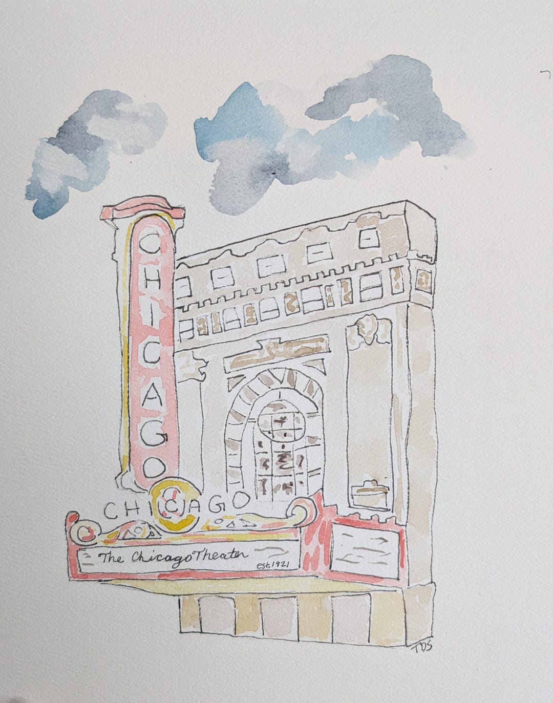 Chicago Theatre, Reprint, Art Print, Wall Art, Watercolor, Original Art ...