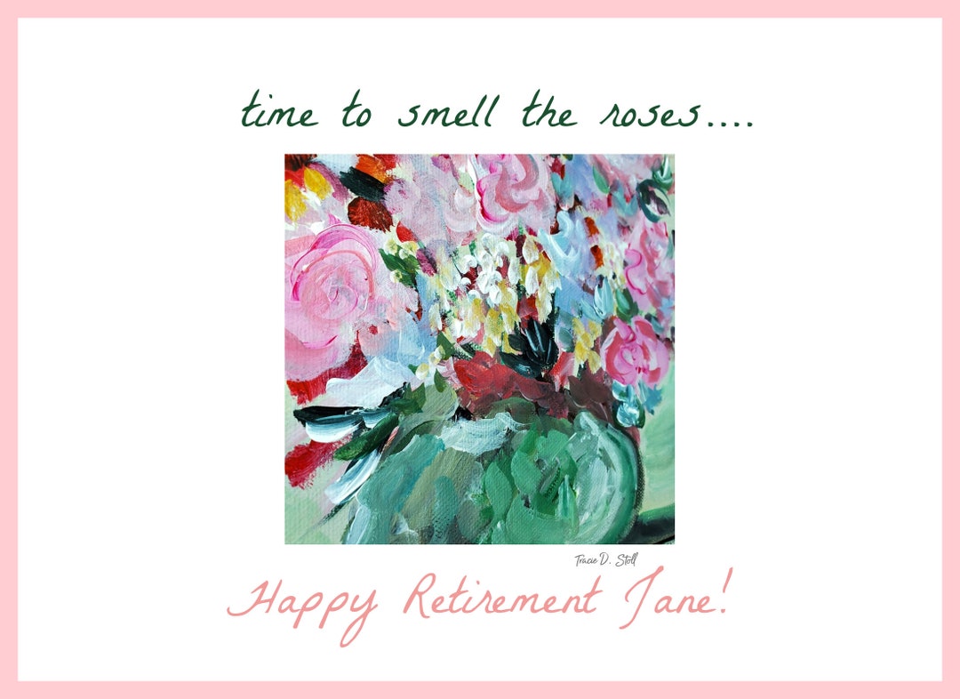 Retirement Card, Custom, Personalized, Unique, Floral, Watercolor, Gift ...