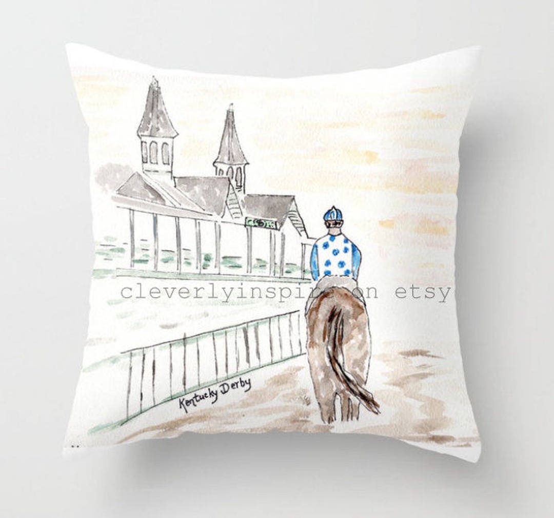 Horse Race, Pillow, Custom, Watercolor, Southern, Jockey, Louisville ...