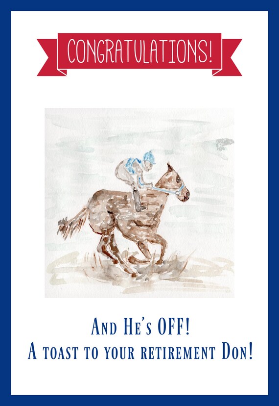 Retirement Card Custom Personalized Unique Horses Races | Etsy
