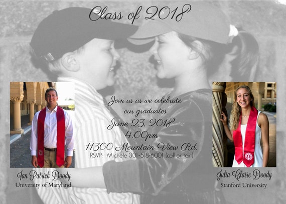 50 5x7 Invites TWINS Graduation Announcement/invitation - Etsy