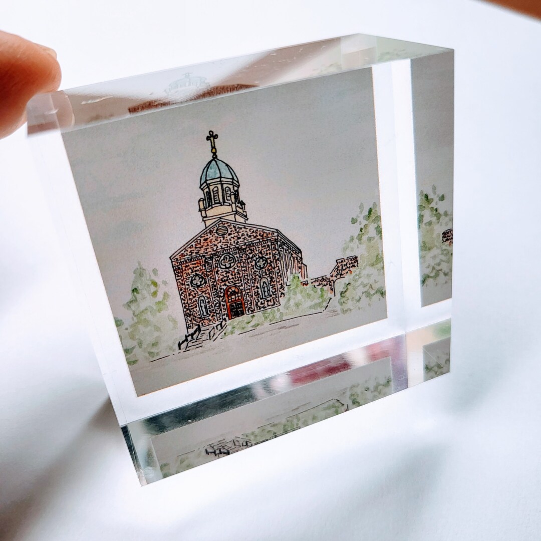 2x2 Acrylic Desk Photo Block, Dayton, Chapel, Ohio, Unique, Watercolor ...