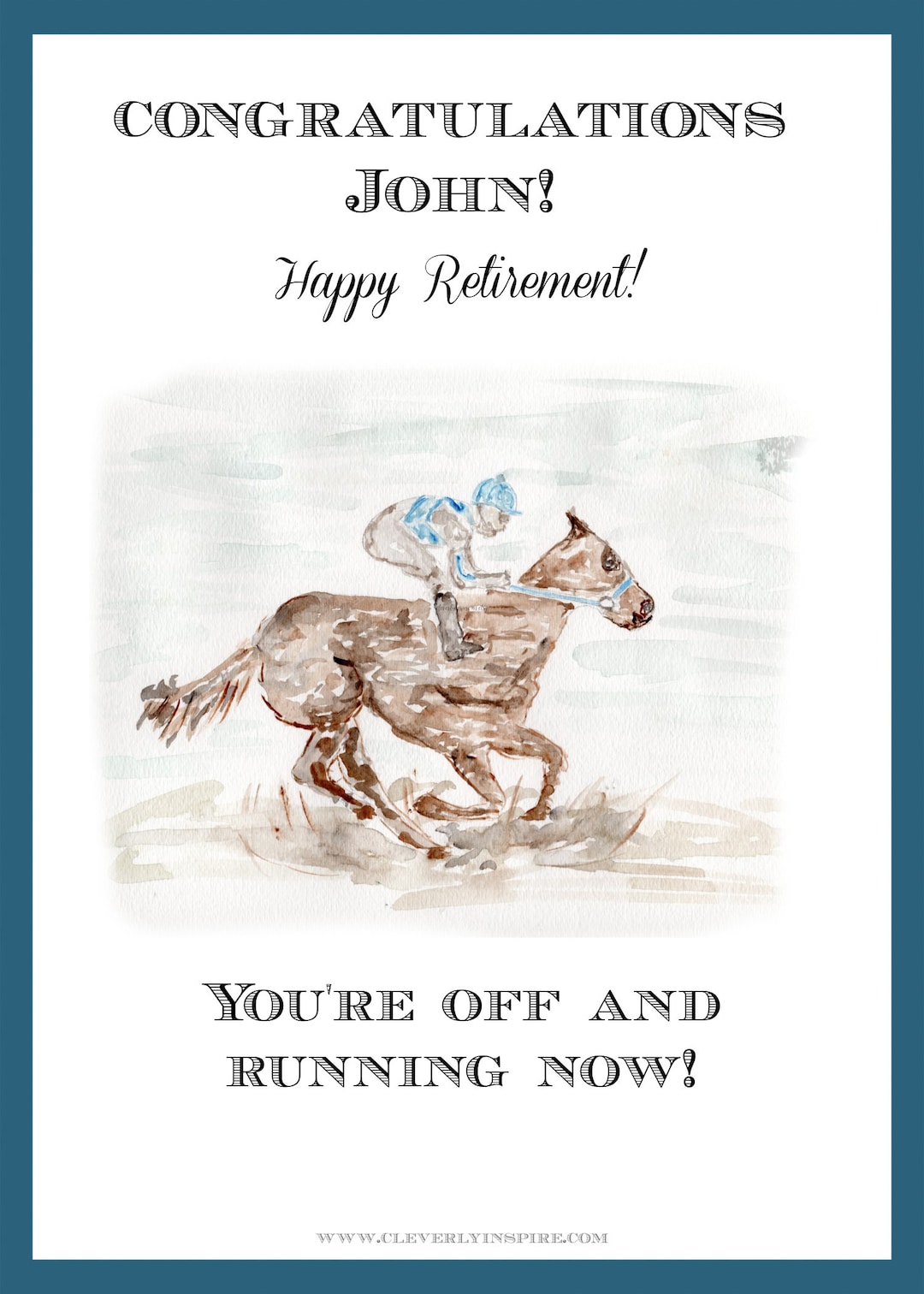 Retirement Card, Custom, Personalized, Unique, Horses, Races, Man ...