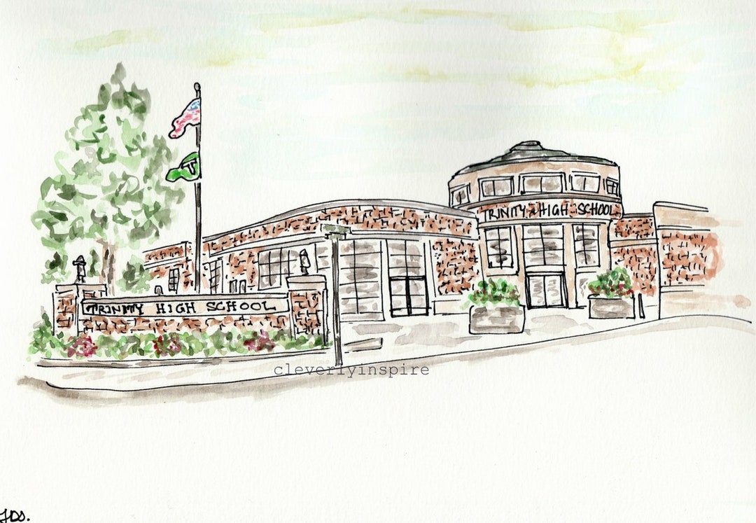 Trinity High School, Shamrocks, Campus, Watercolor, Louisville ...