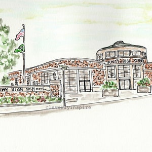 Trinity High School, Shamrocks, Campus, Watercolor, Louisville ...