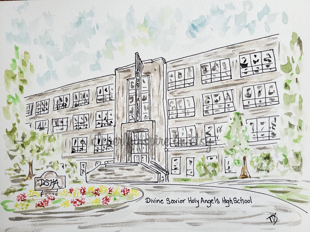 DSHA. High School, Milwaukee, Custom Watercolor, Church, Home, School ...