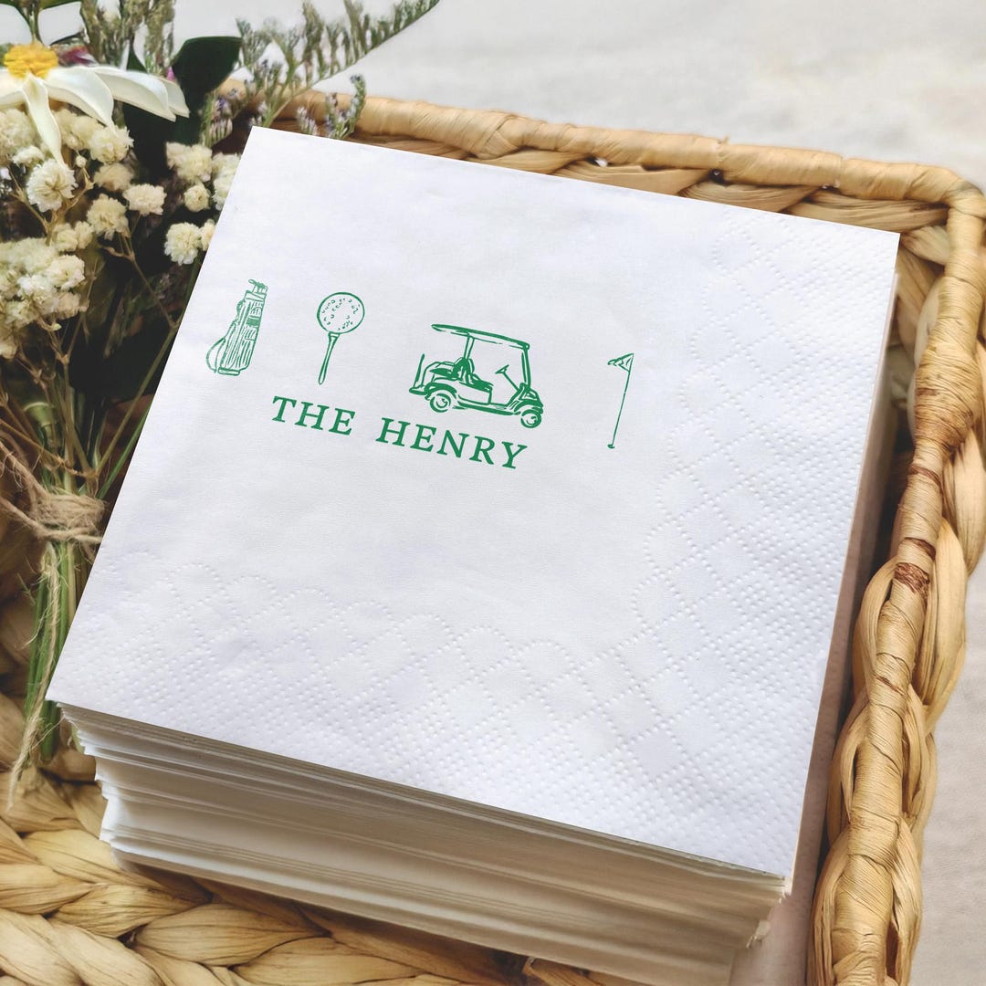 Custom Golf Cocktail Napkins, Golf Birthday Napkins, Personalized Golf ...
