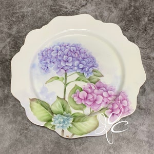 Hand-painted Hydrangea on Porcelain Plate - Etsy