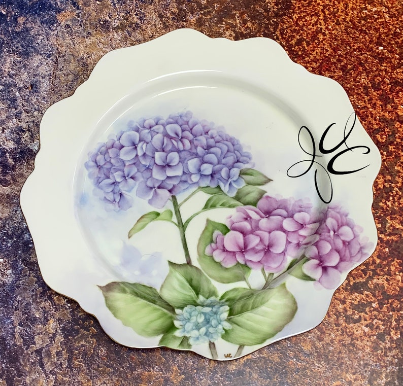 Hand-painted Hydrangea on Porcelain Plate - Etsy