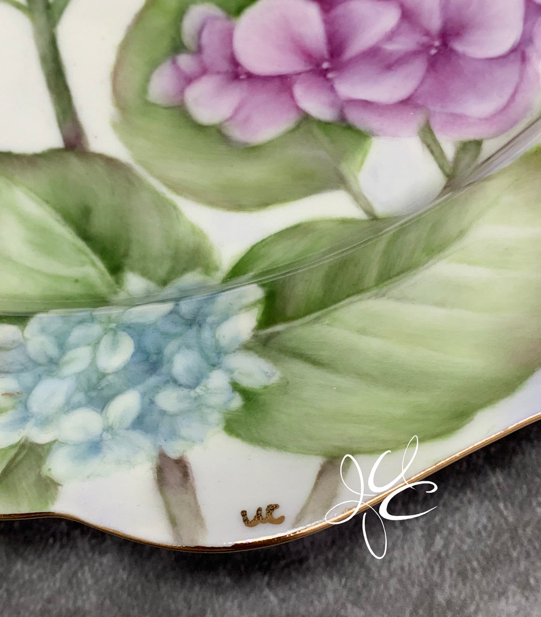 Hand-painted Hydrangea on Porcelain Plate - Etsy