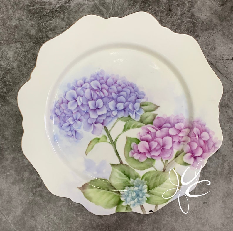 Hand-painted Hydrangea on Porcelain Plate - Etsy
