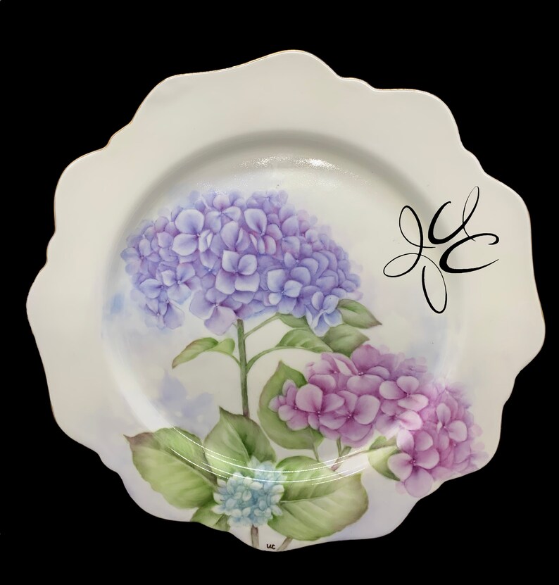 Hand-painted Hydrangea on Porcelain Plate - Etsy