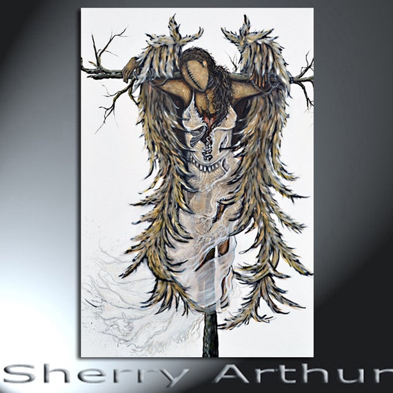 Angel Scarecrow Woman Dark Emotional Original Art | Etsy