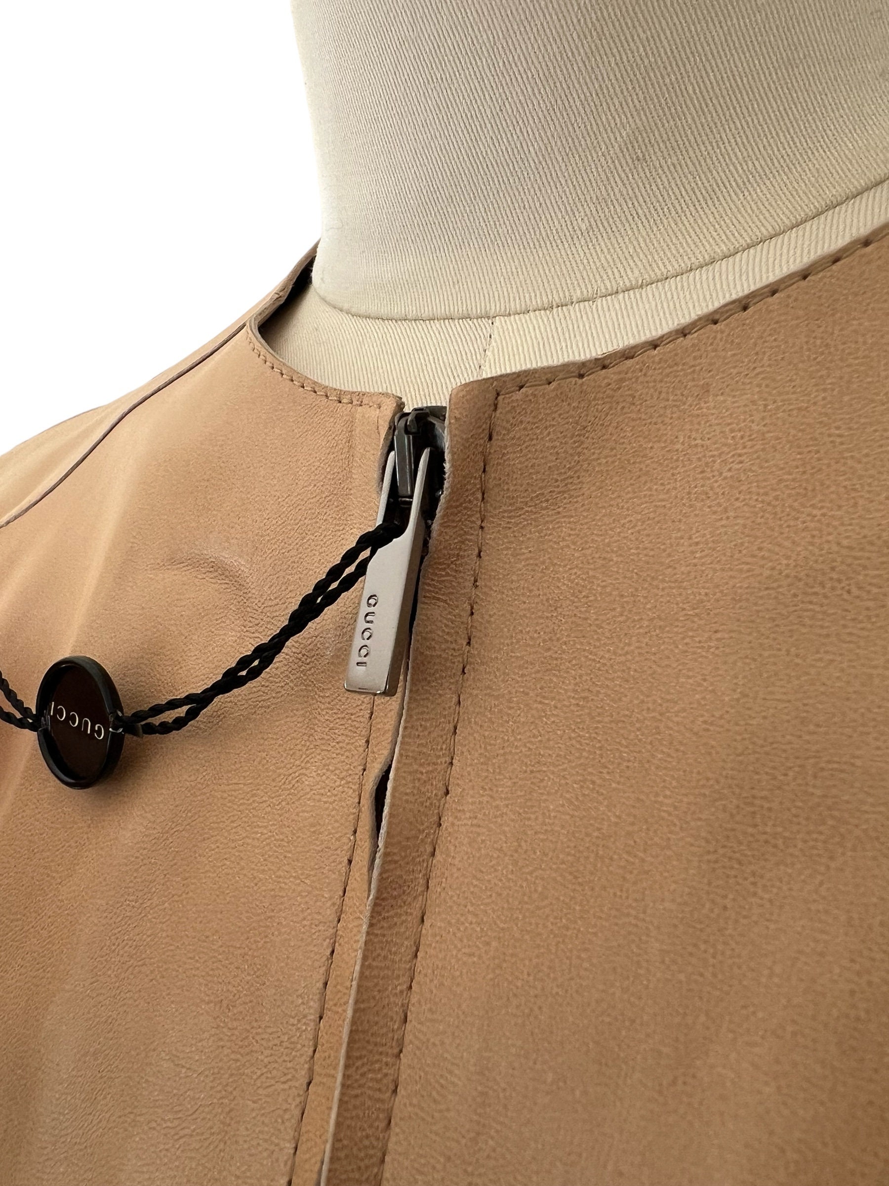 Gucci Sand Beige Leather Jacket - Etsy