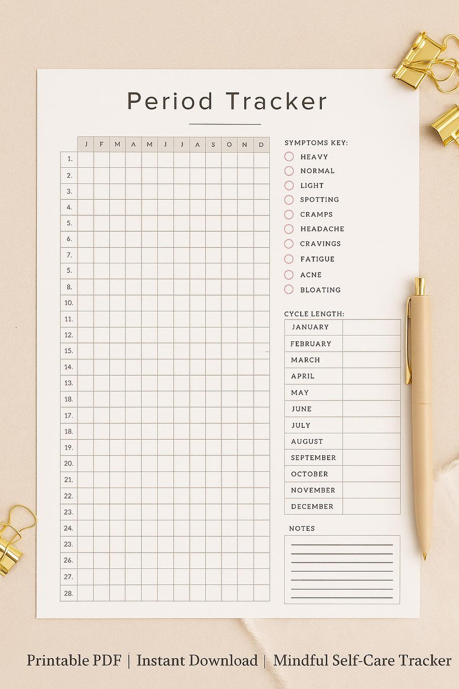 Minimalist Period Tracker - Etsy