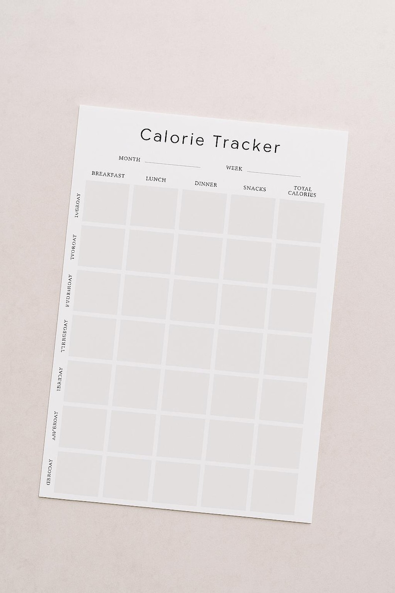 Weekly Calorie Tracker Printable: Minimalist Food Log (PDF) - Etsy