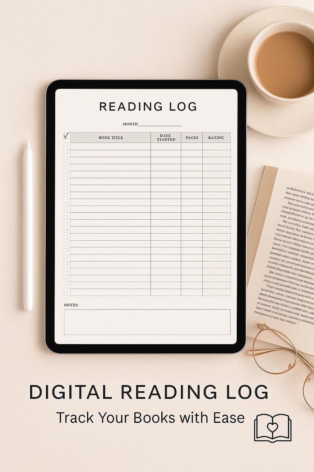 Minimalist Reading Log | Printable Book Tracker - Etsy