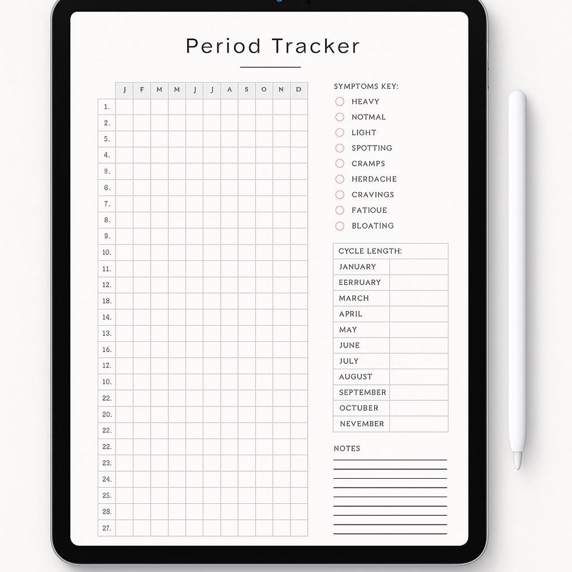 Minimalist Period Tracker - Etsy