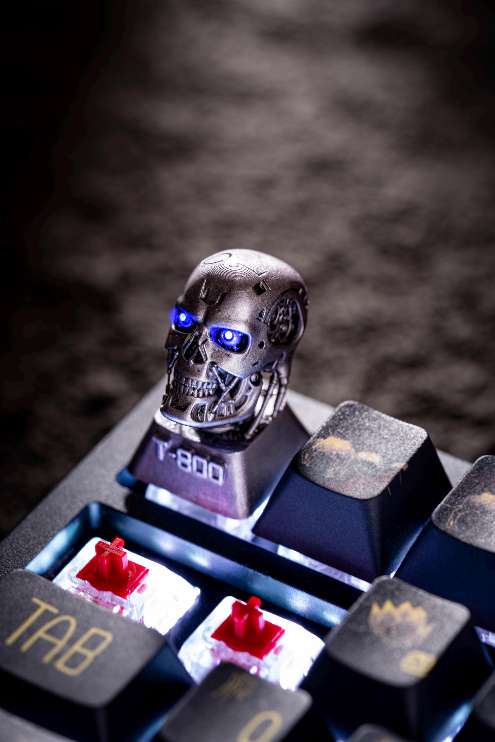 Terminator T-800 Metal Skull Keycap, Backlit Keycap for Mechanical ...