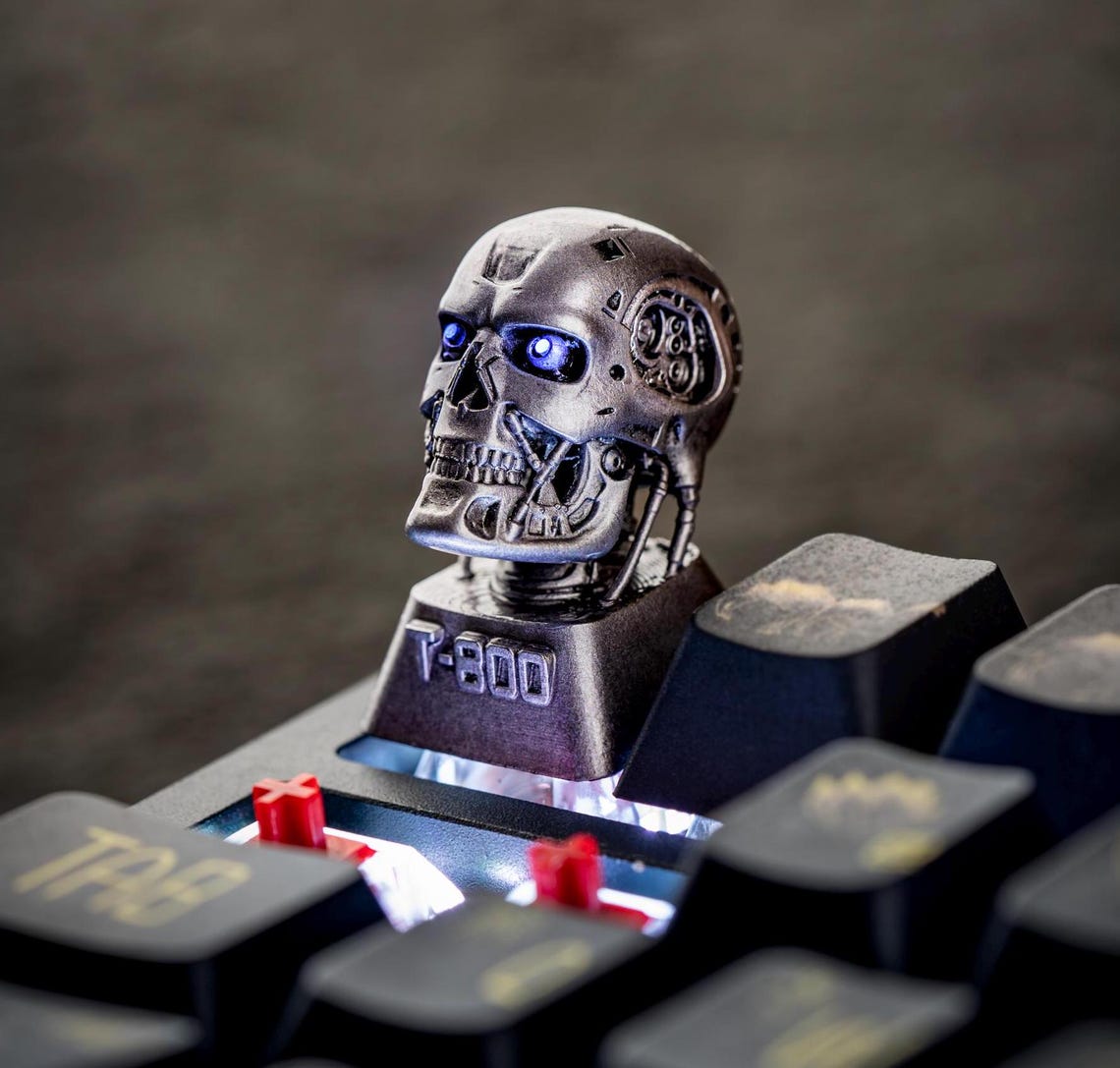 Terminator T-800 Metal Skull Keycap, Backlit Keycap for Mechanical ...