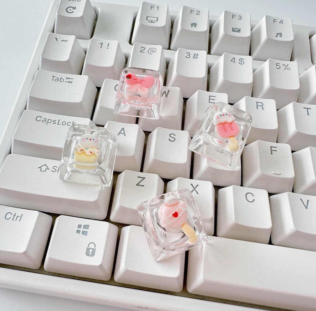 Candy Bunny Resin Keycap, Cute Bow Tie, Ice Cream Bunny, MX Cherry Switches Mechanical Keyboard ...