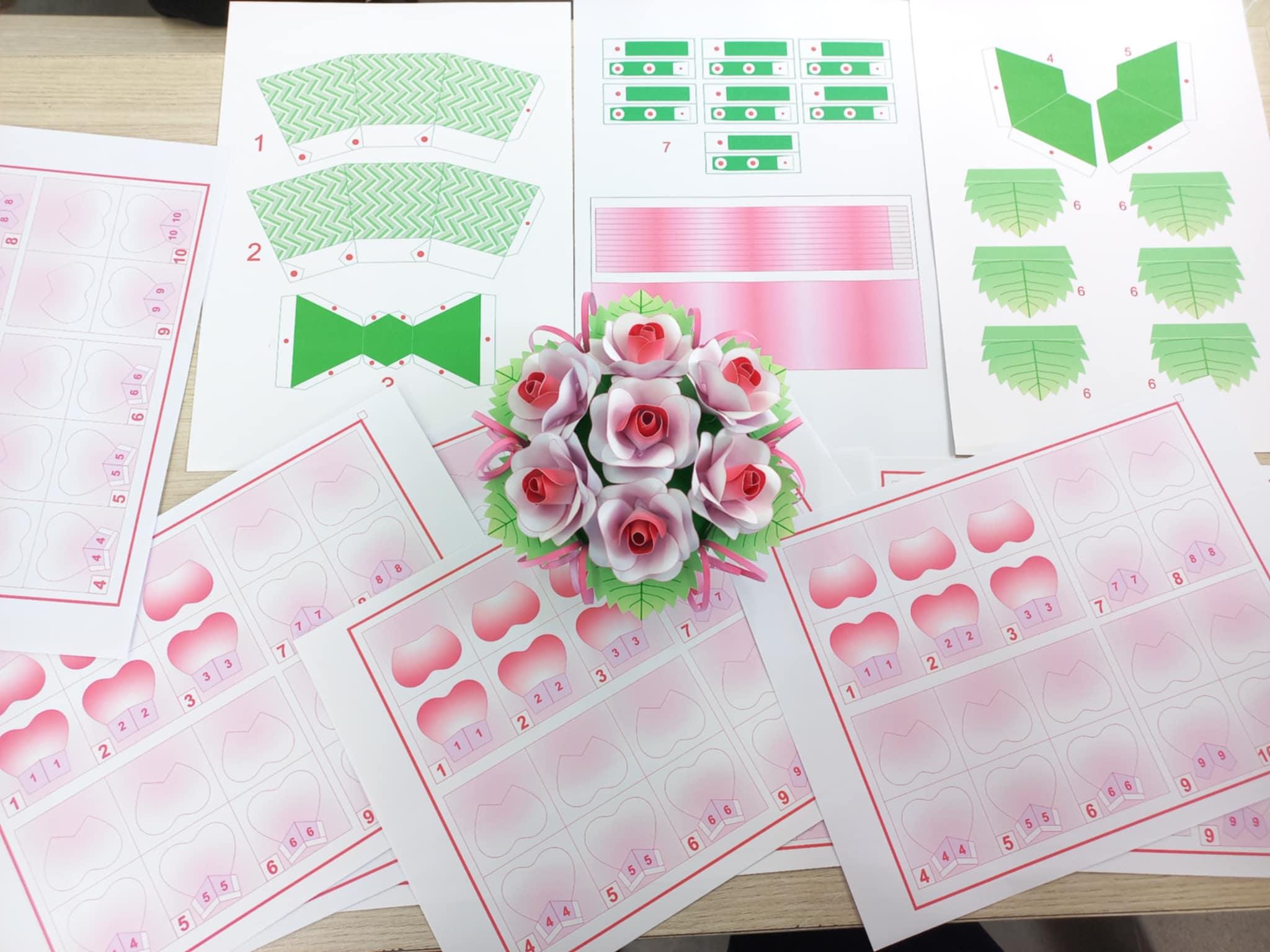 Bouquet Rose Papercraft Color Pink Flower Handmade Paper Flower Gift ...