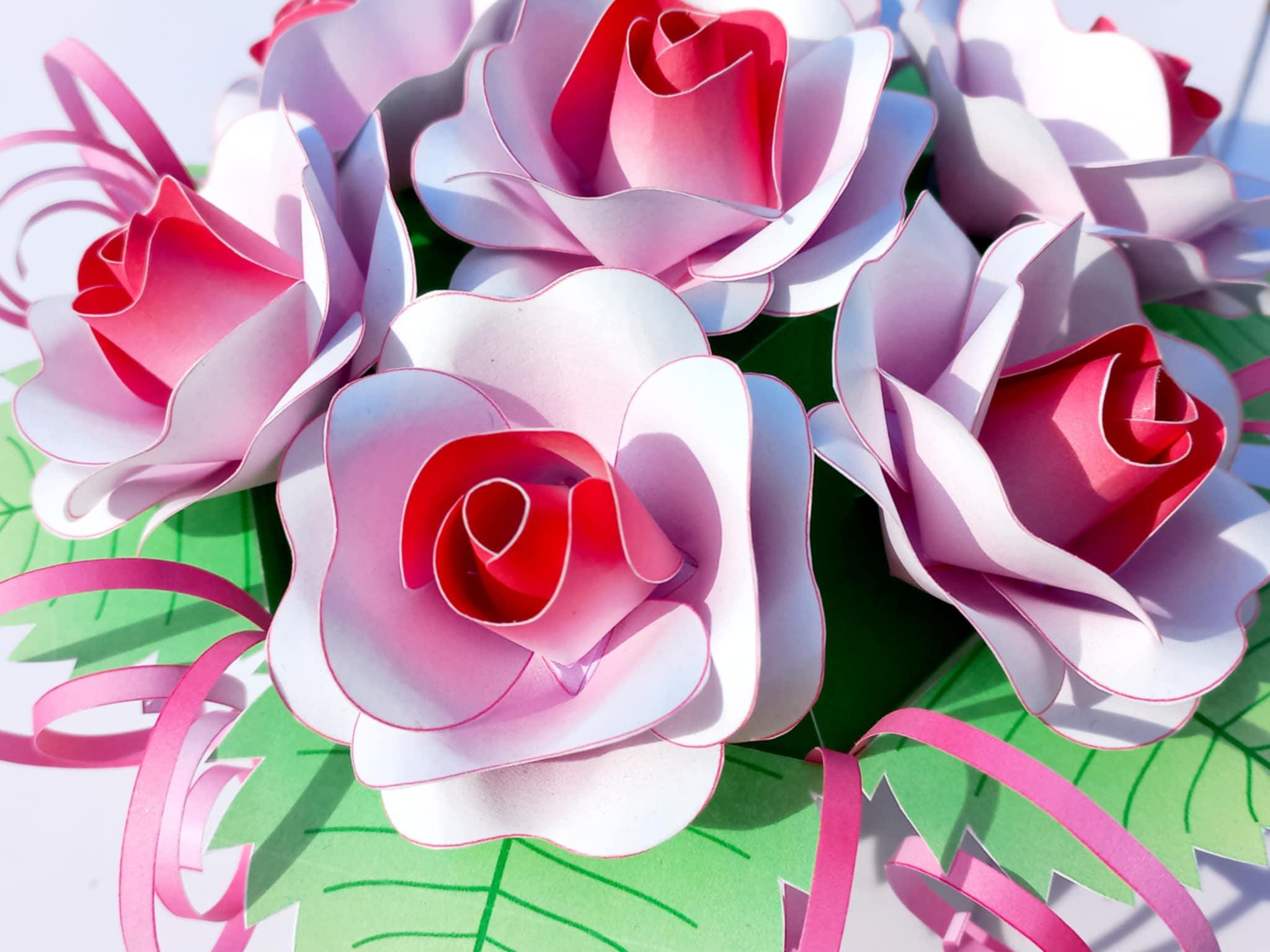 Bouquet Rose Papercraft Color Pink Flower Handmade Paper Flower Gift ...