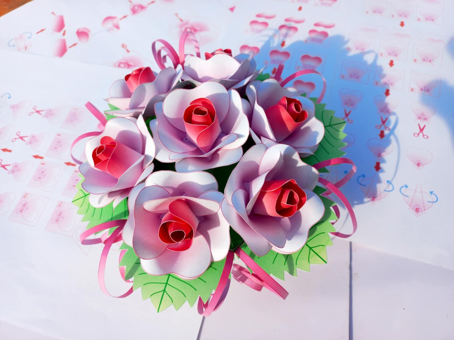 Bouquet Rose Papercraft Color Pink Flower Handmade Paper Flower Gift ...